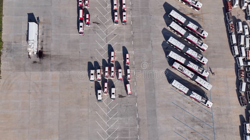 Drone Flying Over Fleet of Parked Buses Stock Video - Video of parked ...