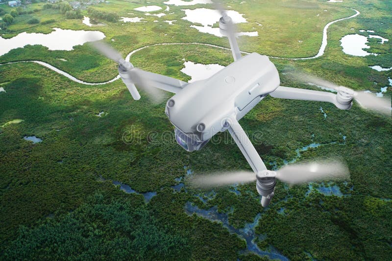 Drone Flying Over Landscape. Stock Photo - Image of europe, default ...