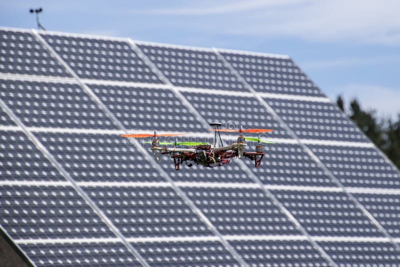 Drone Flying Over Solar Panel Stock Photo - Image of photovoltaic ...