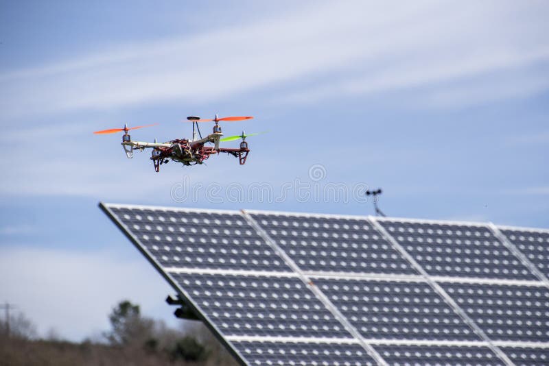 Drone Flying Over Solar Panel Stock Image - Image of drone, inspection ...