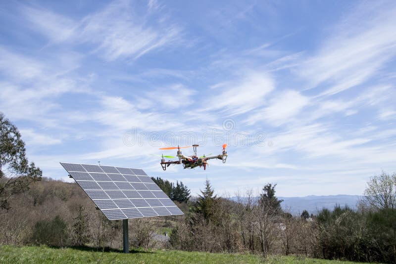Drone Flying Over Solar Panel Stock Image - Image of airport, flying ...