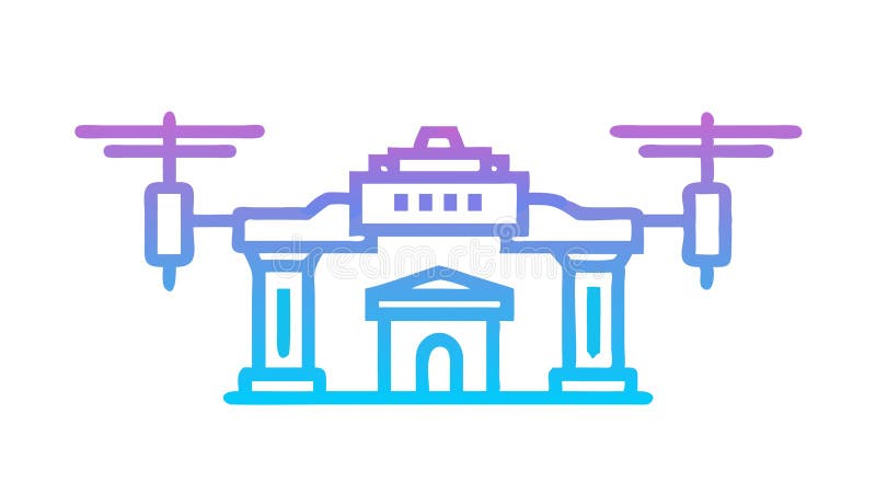 Drone Flying Over a Temple or Landmark, Vector Design Generative AI ...