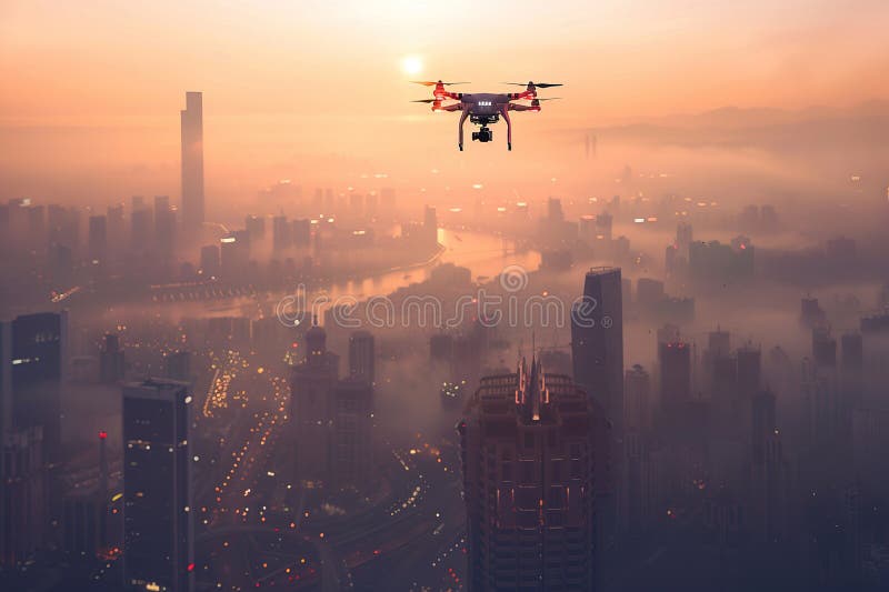 Drone Flying in the Sky Over Nature during Observation Stock Image ...