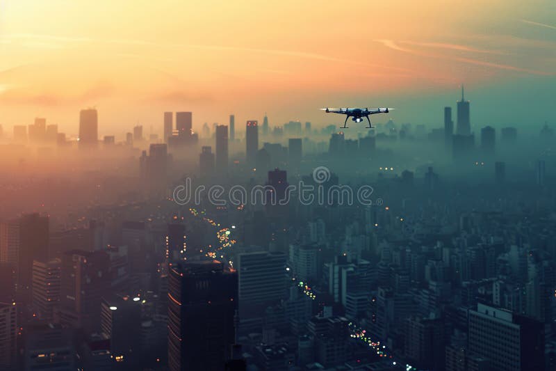 Drone Flying in the Sky Over Nature during Observation Stock Image ...