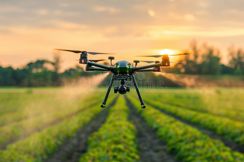 Drone Flying in the Sky Over Nature during Observation Stock Image ...