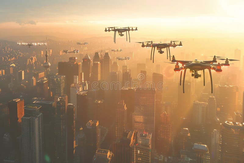 Drone Flying in the Sky Over Nature during Observation Stock Image ...