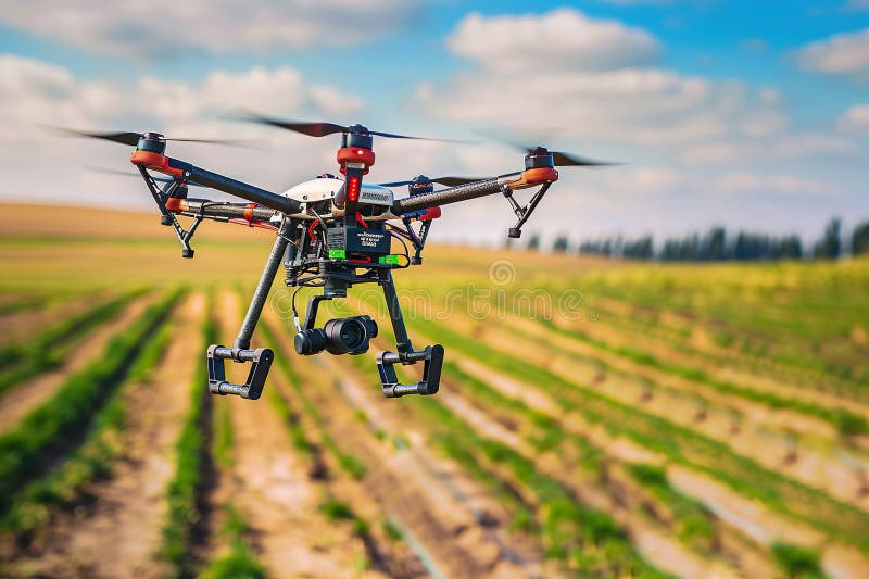 Drone Flying in the Sky Over Nature during Observation Stock Image ...
