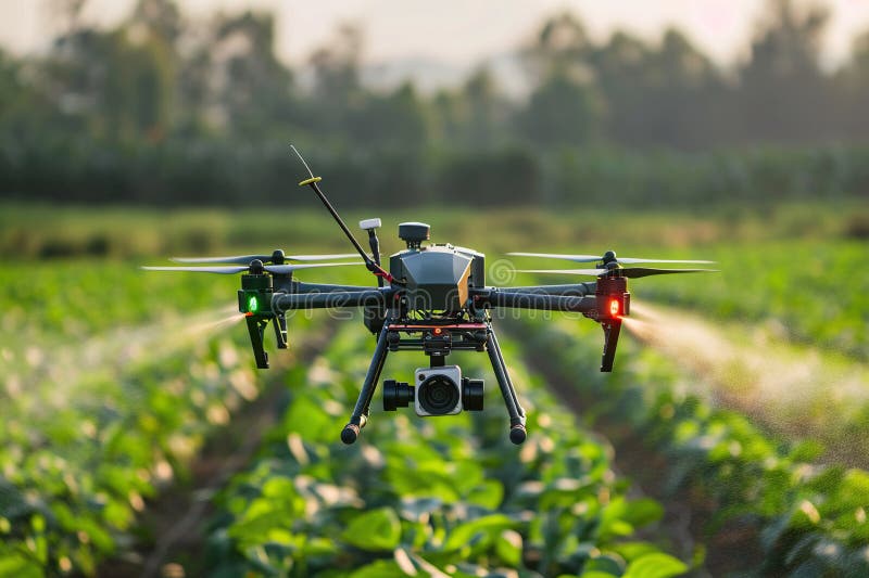 Drone Flying in the Sky Over Nature during Observation Stock Image ...