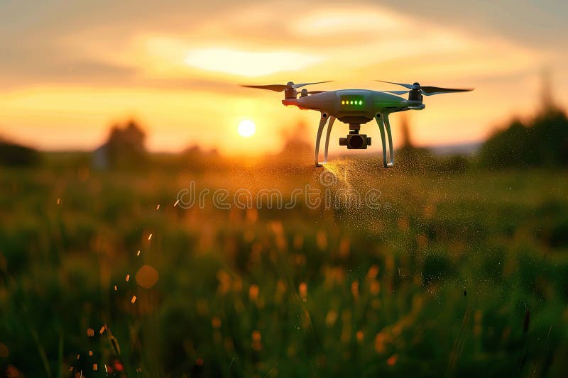 Drone Flying in the Sky Over Nature during Observation Stock Image ...