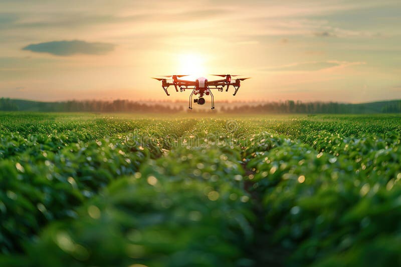 Drone Flying in the Sky Over Nature during Observation Stock Image ...