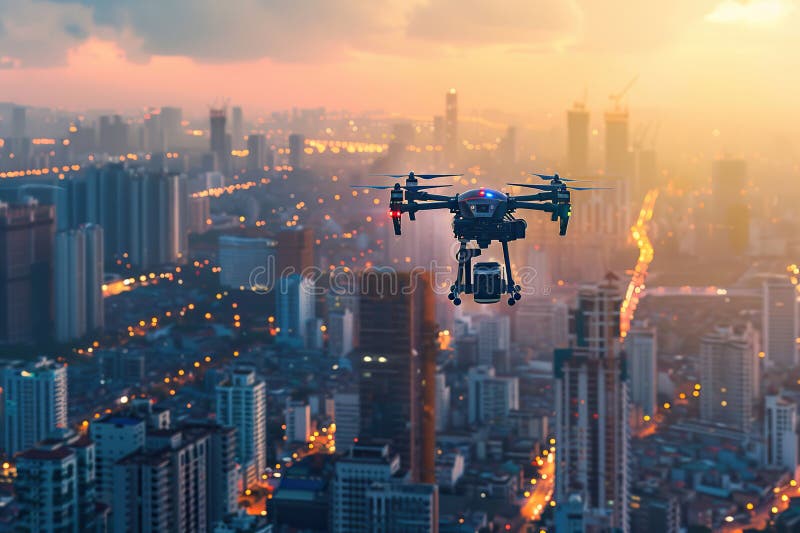 Drone Flying in the Sky Over Nature during Observation Stock Image ...