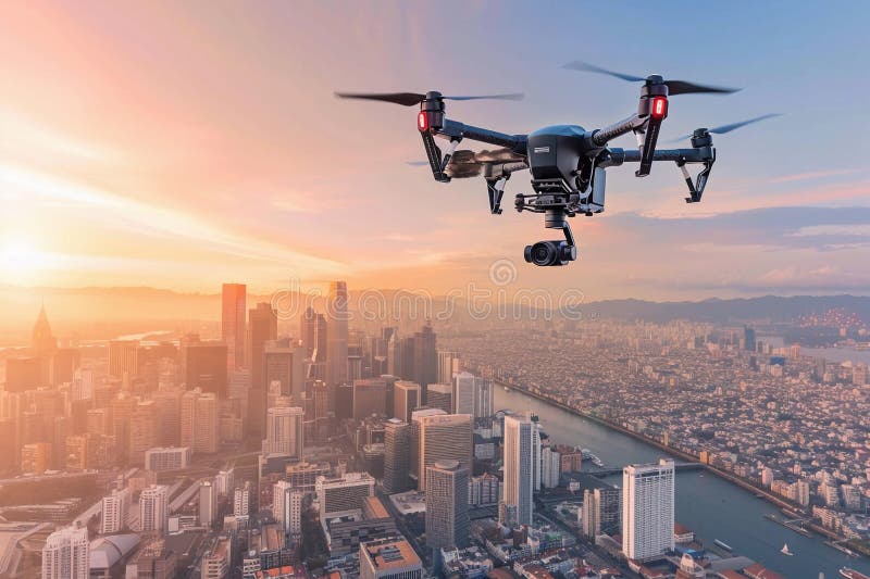 Drone Flying in the Sky Over Nature during Observation Stock Image ...
