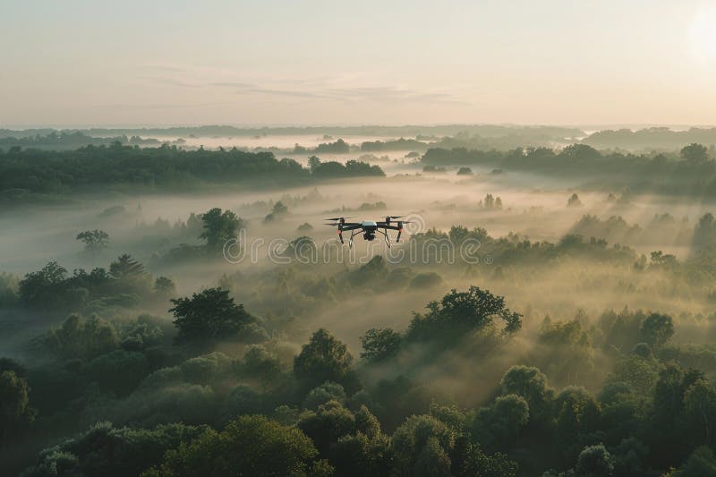 Drone Flying in the Sky Over Nature during Observation Stock Photo ...