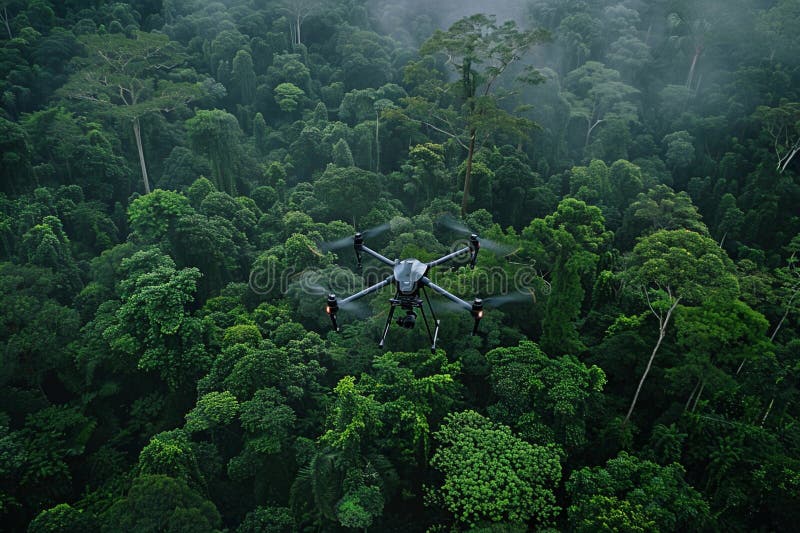 Drone Flying in the Sky Over Nature during Observation Stock Photo ...