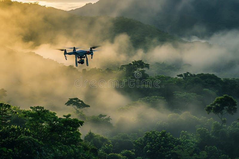 Drone Flying in the Sky Over Nature during Observation Stock Image ...