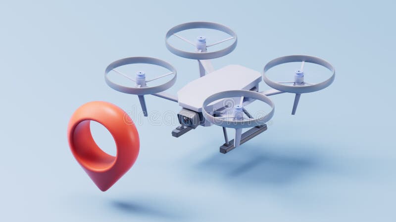 A Drone Flying To a Position Mark, 3d Rendering Stock Video - Video of ...