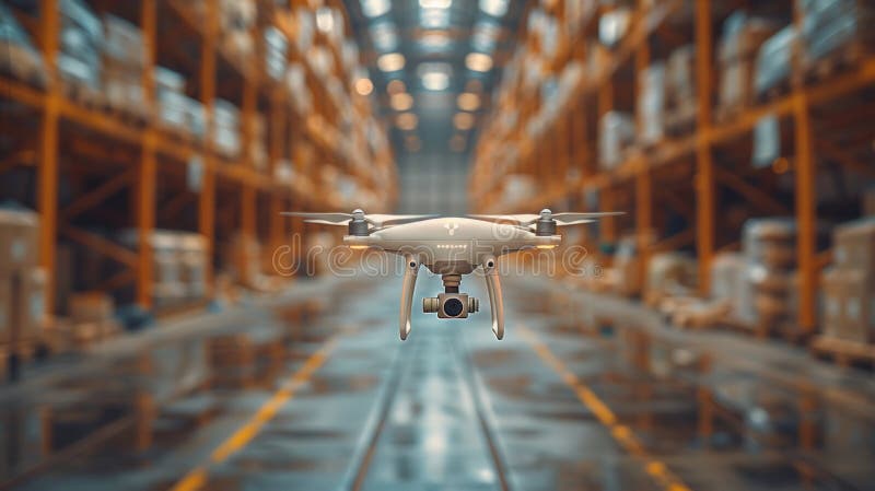 A Box is Flying through a Warehouse with Many Other Boxes Stock Photo ...