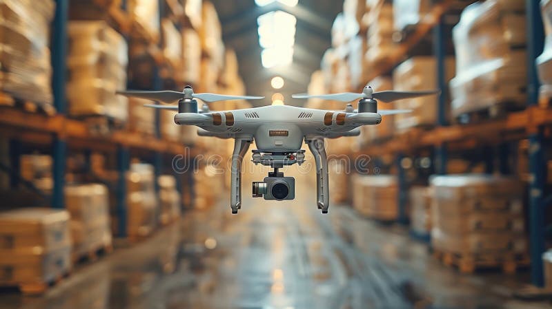 A Drone Flying in a Warehouse, a Modern Example of Automation ...