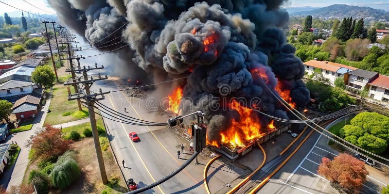 Drone Footage Captures Firefighters Confronting a Hazardous Electrical ...