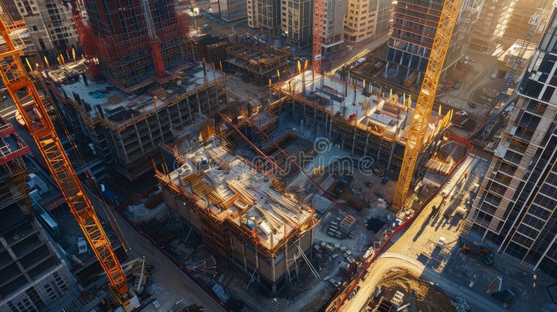 Drone Footage Combined with VFX Concept of Building Construction ...