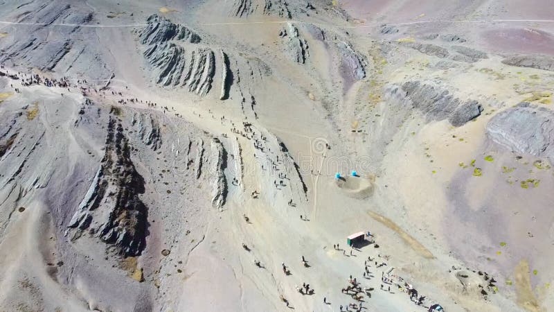 Drone Footage of Deserted Hills in Rainbow Mountain, Peru Stock Footage ...