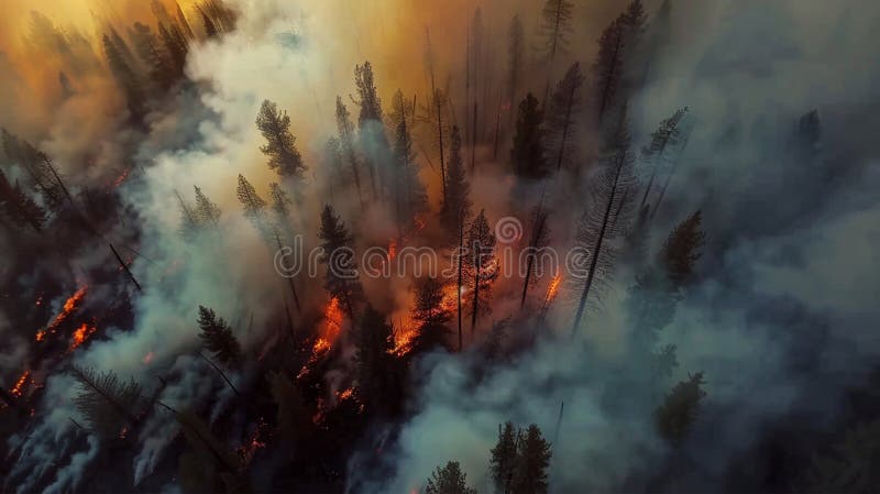 Drone Footage of a Forest Fire, Dramatic Aerial View of a Wildfire ...