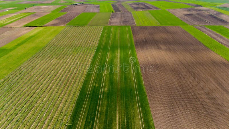 Drone Footage of Rural Farm Fields in Full Color Stock Illustration ...