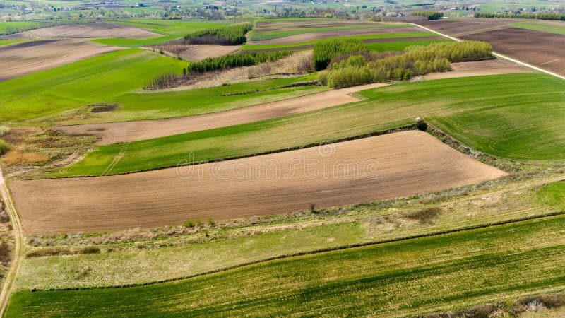 Drone Footage of Rural Farm Fields in Full Color Stock Illustration ...