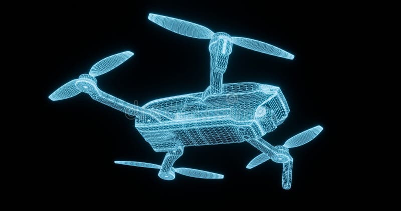 Drone in the Form of a Drawing from a Wireframe, 3D Rendering of the ...
