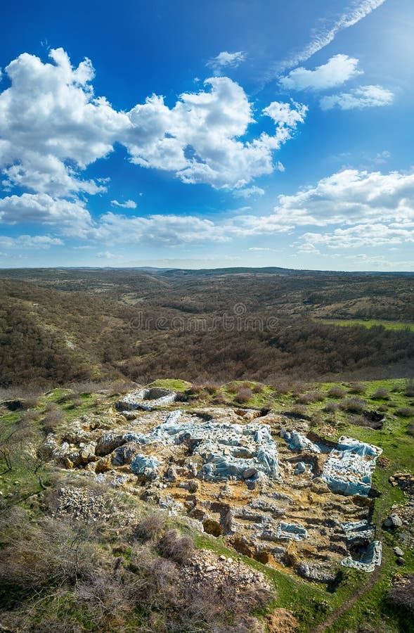 Drone a Frame of High Above a Fortress Versinikia Stock Photo - Image ...