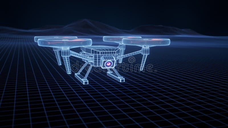 Drone with Futuristic Digital Structure, 3d Rendering Stock Footage ...