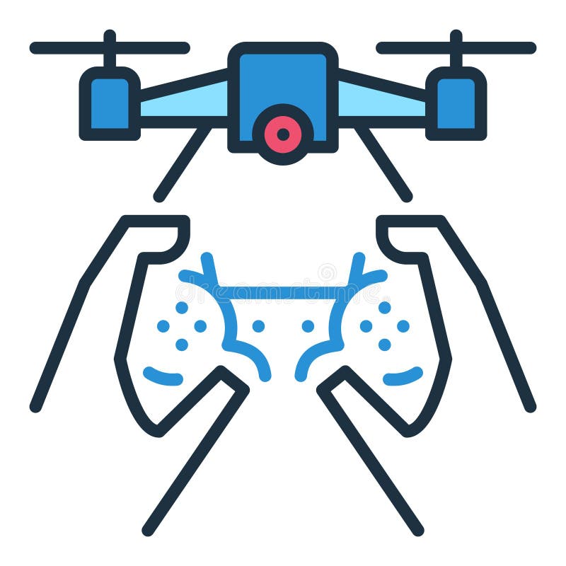 Drone and Game Controller in Hands Vector Quadcopter Concept Colored ...