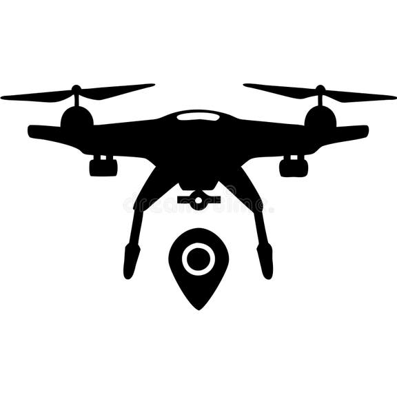 Drone with GPS Pin Symbol Vector for Navigation and Technology Design ...