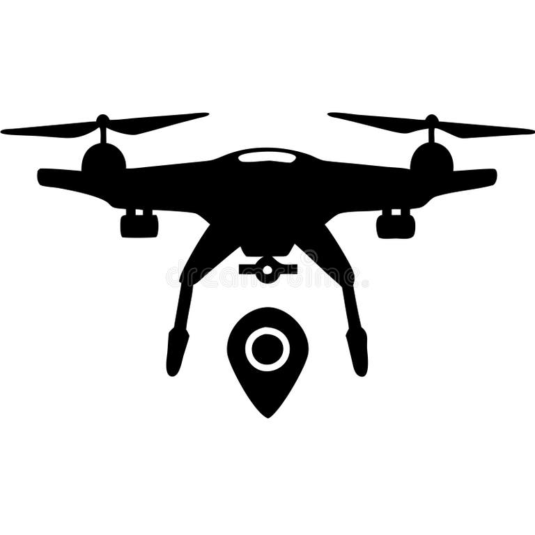 Drone with GPS Pin Symbol Vector for Navigation and Technology Design ...