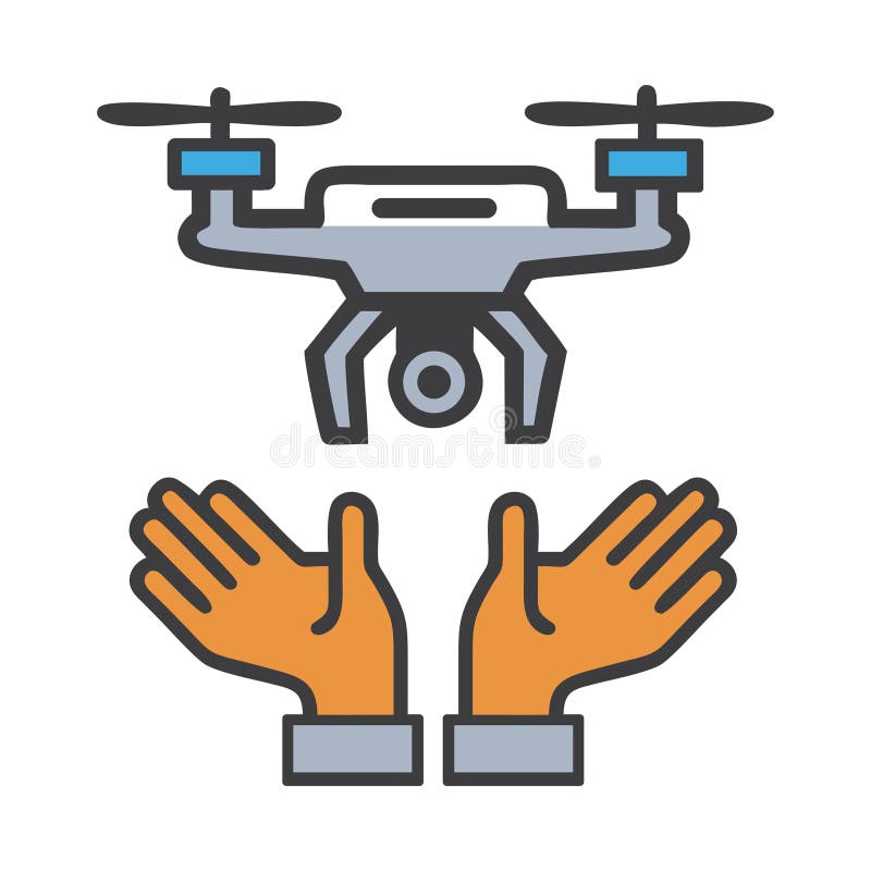 Drone with Hands on Training Icon Stock Vector - Illustration of pilot ...
