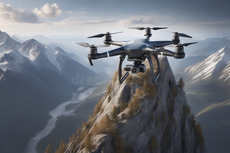 A Drone Hovering Above a Mountain Peak To Convey Its Potential for ...