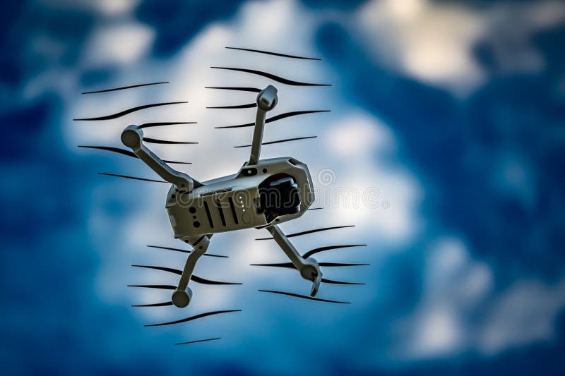 Drone Hovering Above the Skyline As Dusk Approaches. Stock Image ...