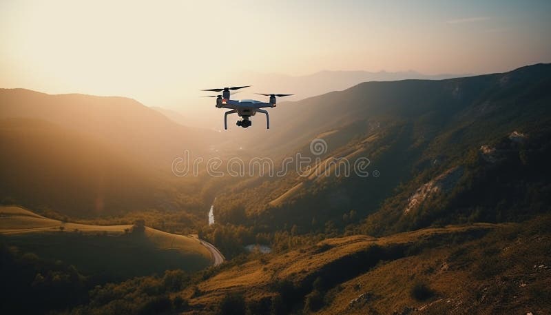 Drone Hovering Mid Air, Filming Mountain Adventure Video Generated by ...