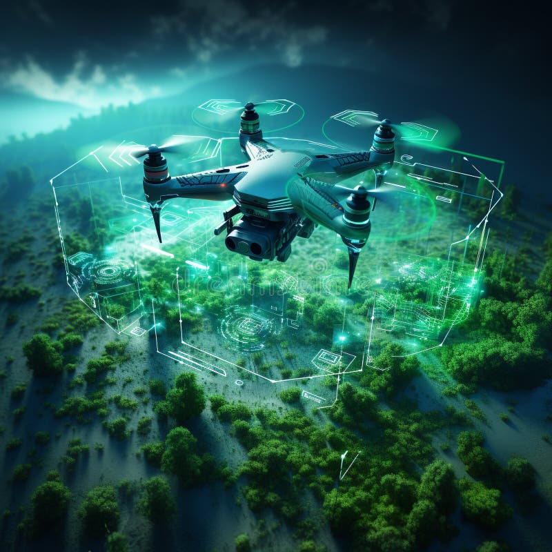 Drone Hovering Over A Binary Code Landscape A Three Dimensional
