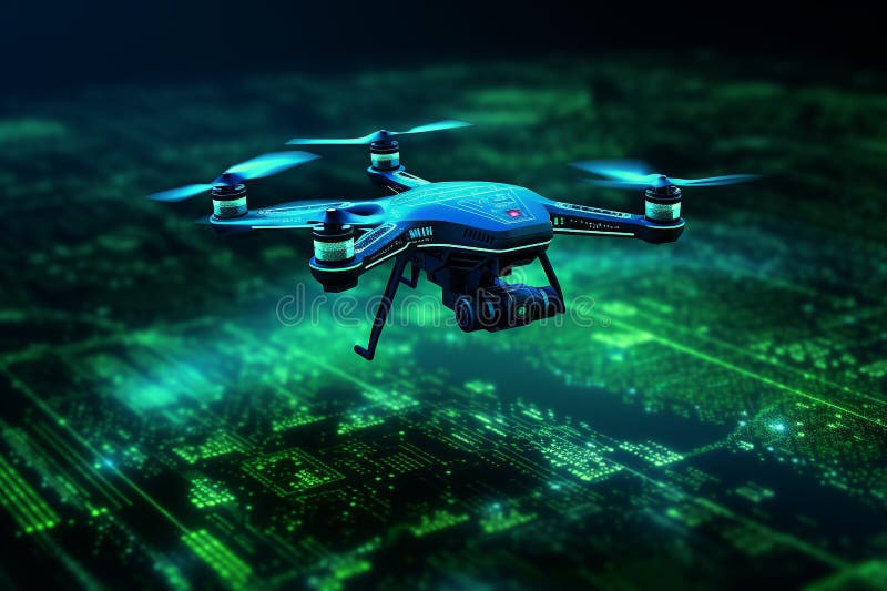 Drone Hovering Over A Binary Code Landscape A Three Dimensional