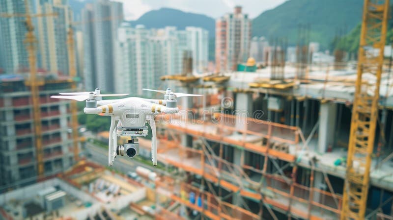 A Drone Hovering Over a Construction Site Capturing Highresolution ...