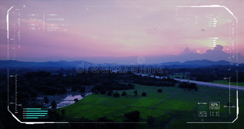 Drone HUD Head Up Display Graphic Interface with Scenic Landscape ...