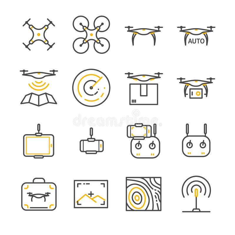 Drone icons set stock vector. Illustration of innovation - 89976452