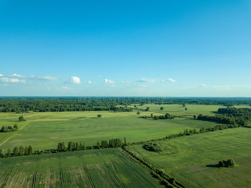 Drone Image. Aerial View of Empty Cultivated Fields Stock Image - Image ...