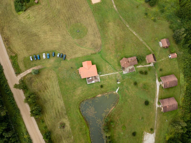 Drone Image. Aerial View of Rural Area with Fields and Forests Stock ...