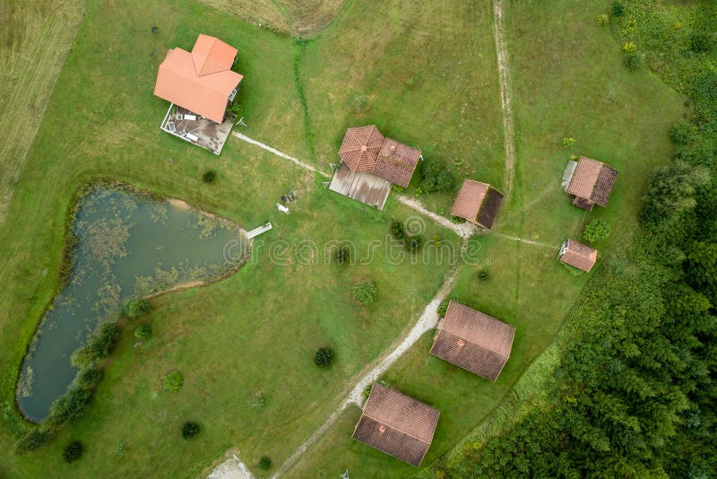 Drone Image. Aerial View of Rural Area with Fields and Forests Stock ...