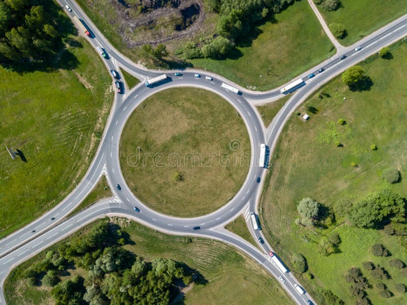 Drone Image. Aerial View of Transport Roundabout on Highway Stock Photo ...