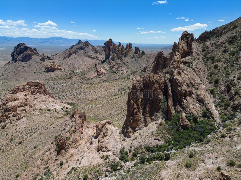 Drone Image of the Black Mountains, Arizona, Mount Nutt Wilderness ...