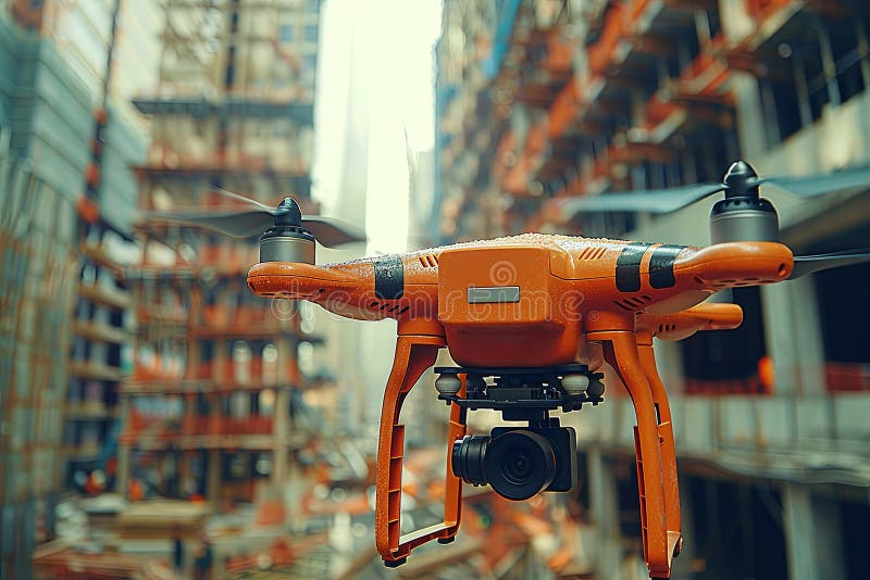 Drone Inspecting the Construction of a Building Stock Illustration ...