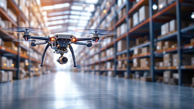Drone Inspection in Warehouse (Generative AI) Stock Illustration ...